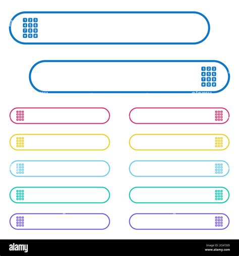 numeric keypad icons in rounded color menu buttons left and right side