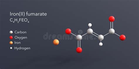 Iron Ii Fumarate Molecule 3d Rendering Flat Molecular Structure With Chemical Formula And