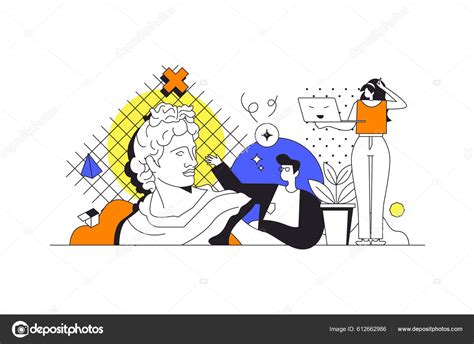 Designer Agency Web Concept Flat Outline Design Characters Man Woman Stock Vector By ©alexdndz