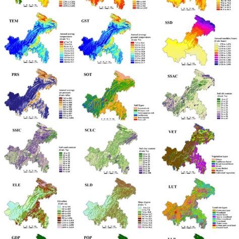 Figure A1 Spatial Distributions Of All 18 Influencing Factors