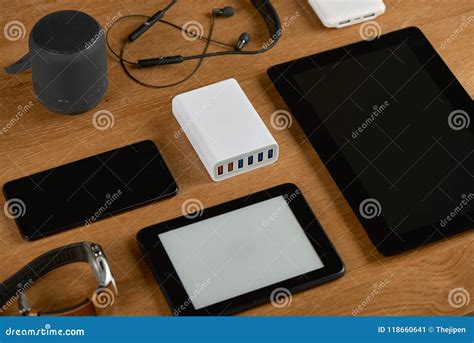 Multiport Charging Station With Various Device Stock Image Image Of Socket Smartwatch