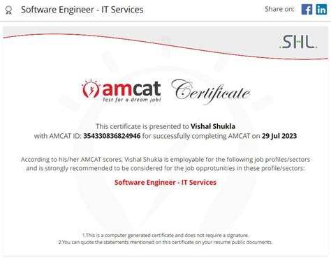 Vishal Shukla On Linkedin Amcat Shl Softwaredevelopment Softwareengineer