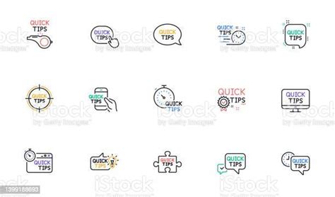 빠른 팁 라인 아이콘 유용한 트릭 솔루션 및 퀵스타트 가이드 선형 아이콘 집합입니다 벡터 0명에 대한 스톡 벡터 아트 및 기타 이미지 Istock