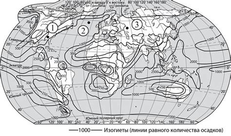 С помощью карты сравните среднегодовое количествоатмосферных осадков в точках обозначенных на