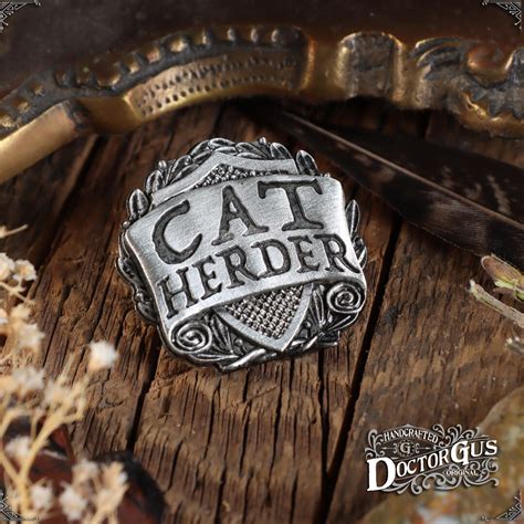 Cat Herder Badge Gaming Dm Character Class Pin Handcrafted Pewter