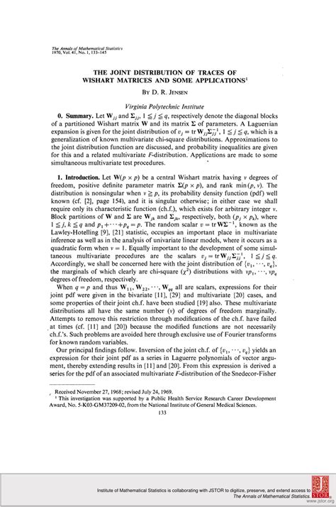 Pdf The Joint Distribution Of Traces Of Wishart Matrices And Some