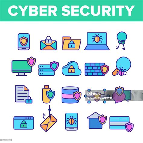 Cyber Security Vector Thin Line Icons Set Stock Illustration Download Image Now