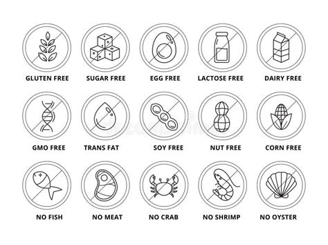 Simple Food Allergen Icon Set Vector Illustration Stock Illustration Illustration Of Cover