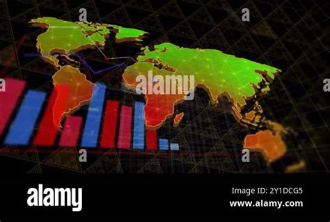 Processing Data With Bar Graphs On World Map Animation Analytics