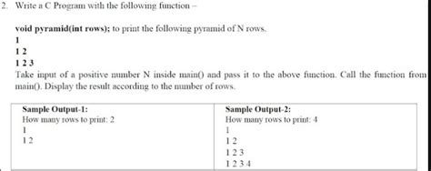 Solved Write A C Program With The Following Function Chegg