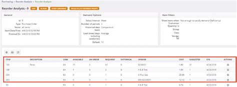 Using Reorder Analysis Order Time