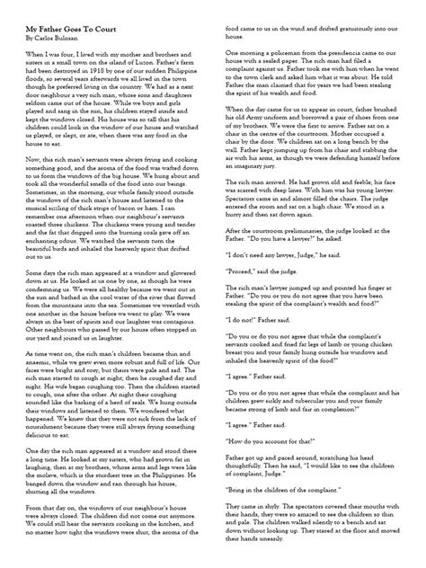 My Father Goes To Court By Carlos Bulosan Pdf Courtroom
