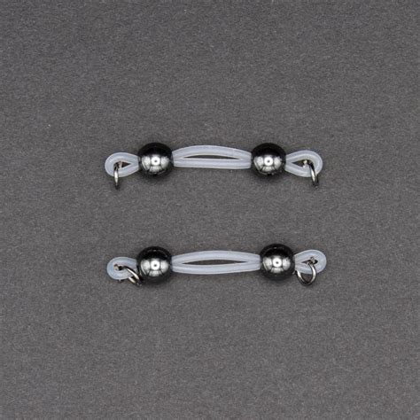 Pair Of Womens Fake Nipple Rings Hematite Faux Barbell Piercings