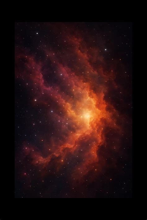 Fiery Nebula Realistic Space Art Print Digital Download Galaxy Poster Warm Abstract Cosmic