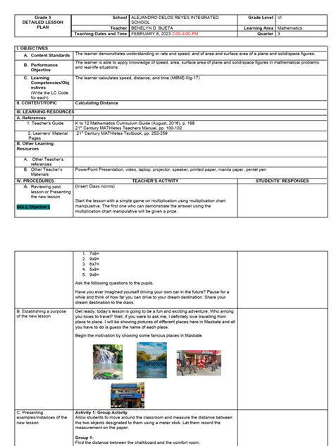 dlp math 6 q3 speed distance and time pdf speed distance