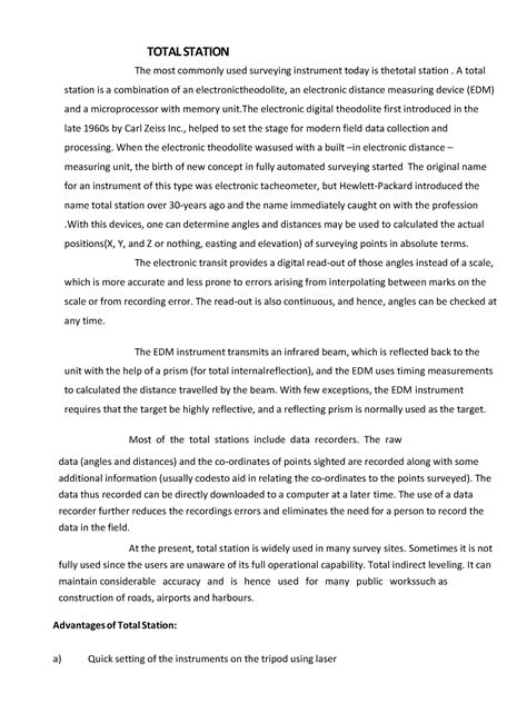 Total Station TOTAL STATION The Most Commonly Used Surveying Instrument Today Is The Total