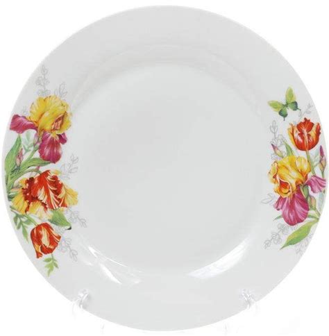 Набір 6 порцелянових обідніх тарілок Вогняні іриси Ø27см Bona 1167658