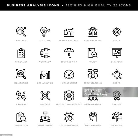 Business Analysis Icons For Impact Analysis Benchmarking Monitoring