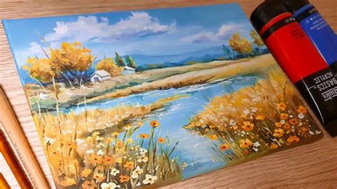 꽃이 있는 가을 풍경 그리는 방법 아크릴화 힐링영상
