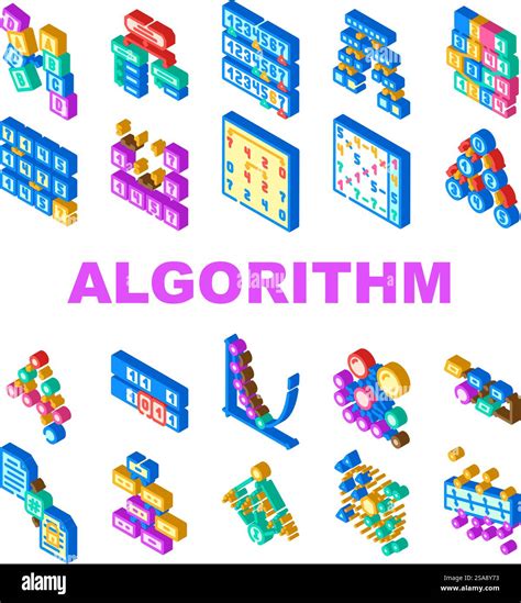 sorting algorithm data filter icons set vector flow sort big stroke