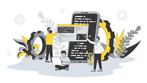 Premium Vector Software Development Concept In Flat Design With People Men Writing Settings