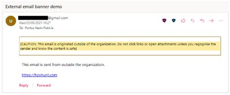 External Email Warning Banner Phish Hoxhunt