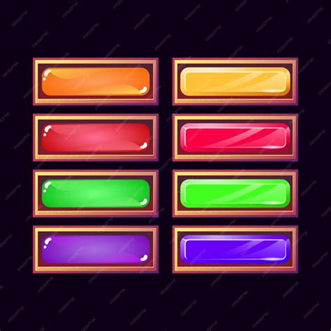 Premium Vector Set Of Funny Game Ui Old Wooden And Jelly Crystal Diamond Button For Gui Asset