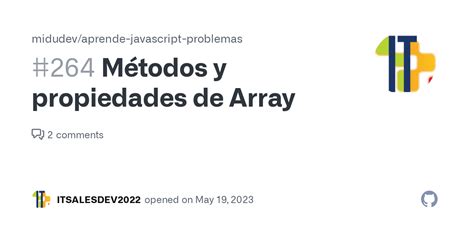 Métodos Y Propiedades De Array · Issue 264 · Midudevaprende