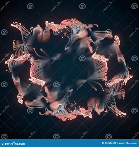 beautiful abstract digital illustration of a symmetrical pattern of