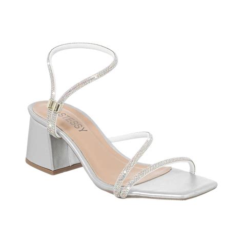 Sandália Feminina Salto Bloco Strass Calce Fácil Confortável Prata Compre Agora Dafiti Brasil