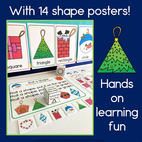 Christmas 2d Shapes Roll And Graph Math Activity And Shape Posters Made By Teachers