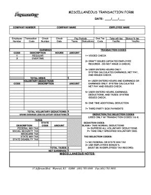 Fillable Online Misc Trans Form Pdf CSC Paymaster Inc Fax Email Print