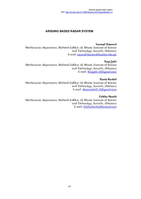 Pdf Arduino Based Radar System