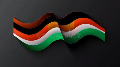 Paper Mockup In The Colors Of The Sudanese Flag Waving Against A Black Background Stock