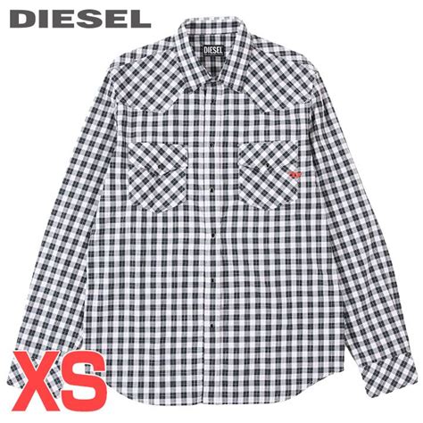 【楽天市場】 Diesel ディーゼル メンズ チェック柄 ワンポイントロゴ刺繍 長袖ウエスタンシャツ【s East Long Cl】【サイズxs】【ブラック】die M T F4 389