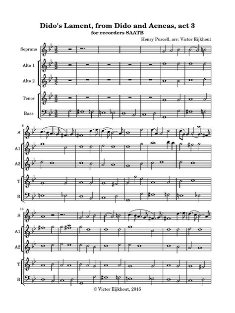 Dido S Lament Pdf Música Vocal Composiciones
