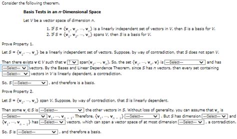 Solved Basis Tests In An N Dimensional Space Let V Be A Chegg