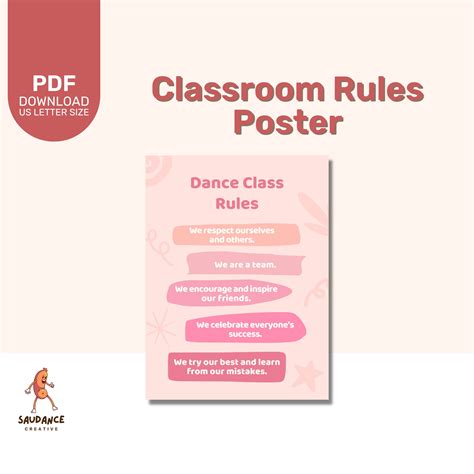 Pink Abstract Dance Class Classroom Rules Poster Dance Studio