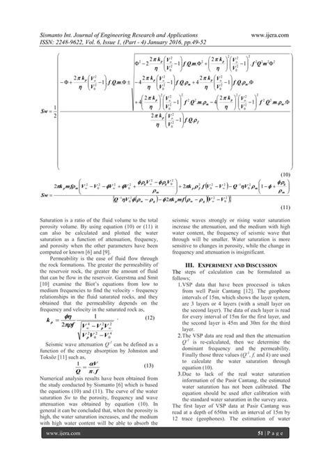 A New Approximation Of Water Saturation Estimation Based On Vertical Seismic Profiling Data Pdf