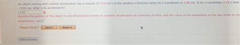 Solved An Object Moving With Uniform Acceleration Has A Chegg