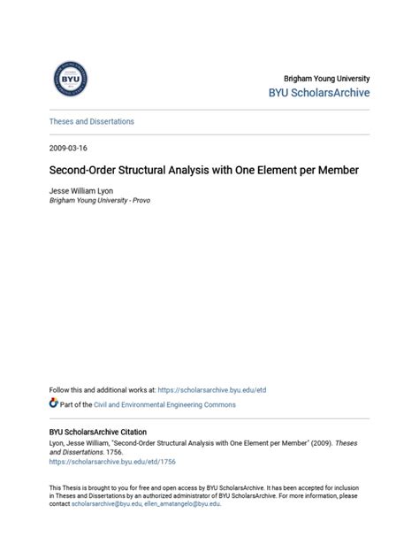 Second Order Structural Analysis With One Element Per Member Pdf Matrix Mathematics
