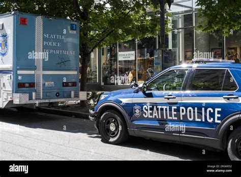Seattle Usa 18th July 2023 Anarchy Tag On The Spd Police Mobile