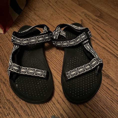 Black And White Tevas Worn A Few Times Good Depop