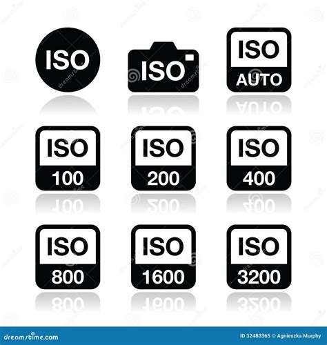 Iso Camera Film Speed Standard Icons Set Stock Illustration Illustration Of Electronics