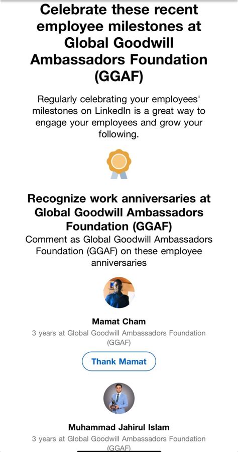 Mamat Cham Muhammad Jahirul Islam Congratulations On Your Anniversary As A Global Goodwill