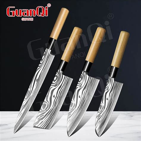 스테인리스 스틸 일본 주방 나이프 다마스커스 스틸 유틸리티 셰프 나이프 스시 사시미 연어 생선 필레 나이프 요리 도구 주방 칼 Aliexpress