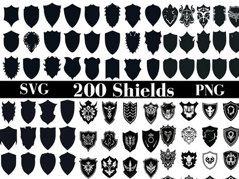 200 Shield Svg Png Bundle Silhouette Clipart Etsy