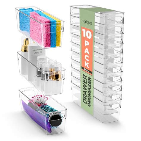Sorbus 10 Pack Small Clear Plastic Storage Bins Clear Organizer Bins