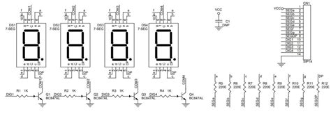 4 digit common cathode 0 5 7 segment display module multiplexed