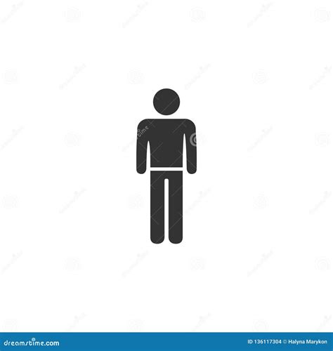 Man Standing Silhouette Icon Flat Stock Vector Illustration Of